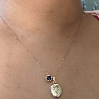 Poppy Flower Oval Locket Necklace, 14K Gold, Silver Personalized Gifts ...