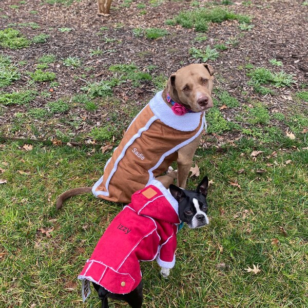 Fabulous Sherpa Coat With Hood for Small Dogs in Pink Wine or Almond ...