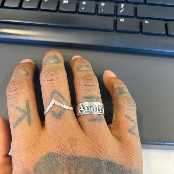 Two Finger Cross Ring - Custom Engravin Ring for Double Fingers From 925 Sterling Silver or 24K ...