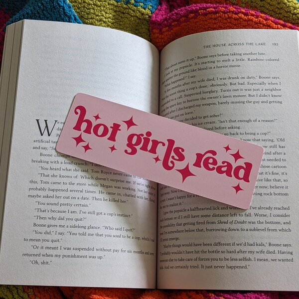 Pink Hot Girls Read Bookmark Printed on Both Sides, Bookish Girlie ...