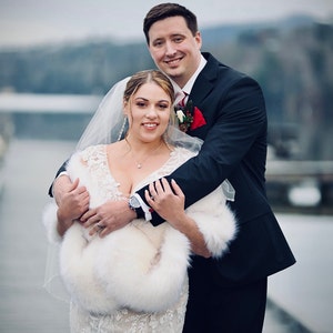 Blush With Black Tips Faux Fur Bridal Wrap, Wedding Fur Shrug, Bridal ...