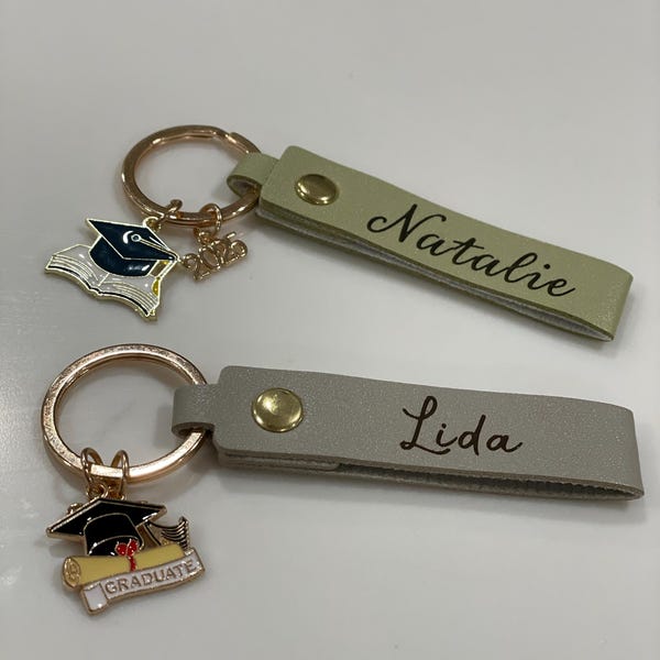 Personalized Name Leather Graduation Keychain,graduation Gift,2025 ...