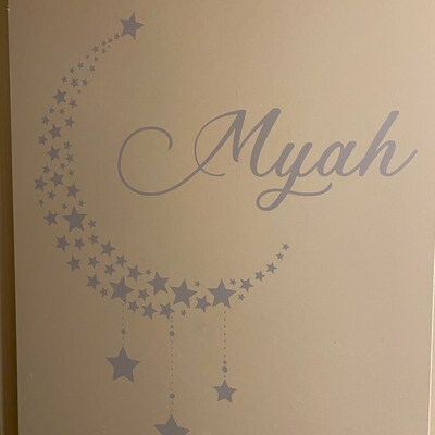 Moon Nursery Decal, Star and Moon Decal, Baby Girl Name Vinyl Decals ...