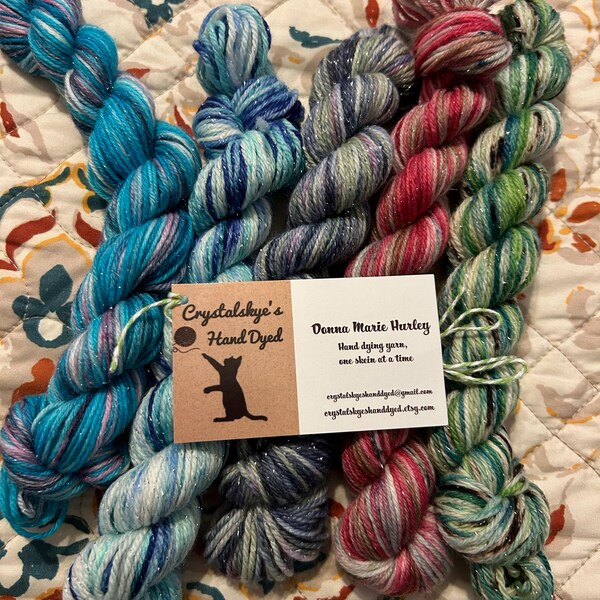 Hand Dyed Yarn 10 Gram Mini Skeins Mystery Mini 10 Pack Set 46 Yard ...