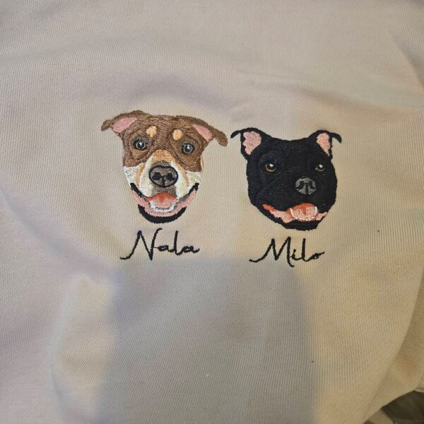 Custom Dog Face Embroidered Sweatshirt,cat Sweatshirt,dog Mom ...