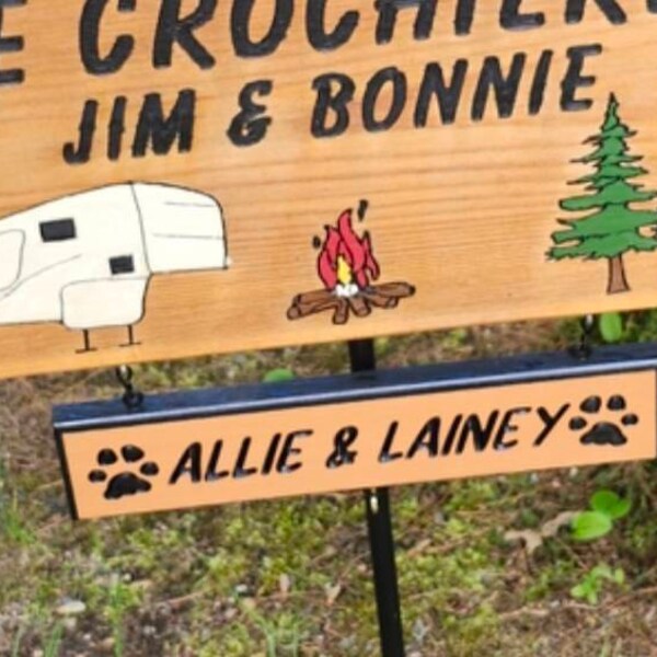 Custom RV Carved Camp Signs Etsy Family Name Sign W Sign Holder Option ...