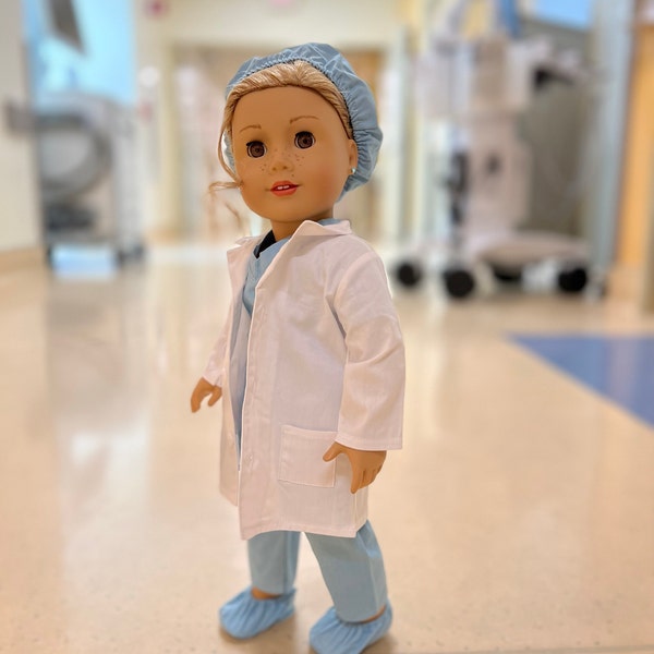 Six Piece Doctor Surgeon Set With Mask, Lab Coat, Scrubs, Booties and ...