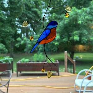 Bluebird Stained Glass Window Hangings Birthday Gift Custom Stained ...