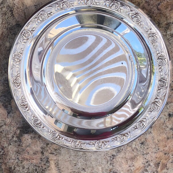 WM Rogers 870 Silverplate Silver Plate Round Ornate Serving Plate Tray ...
