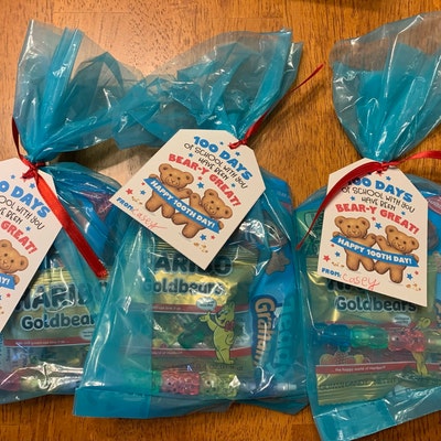 Printable 100 Days of School Tags 100th Day Printable Teddy Bear ...