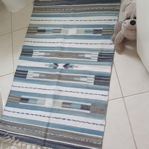 Cotton Flatweave Rug Machine Washable Small Rug Bath/shower Mat White ...