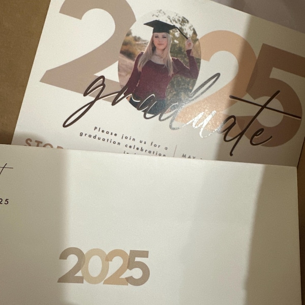 Beige Graduation Photo Party Invitation Announcement One Photo Neutral ...