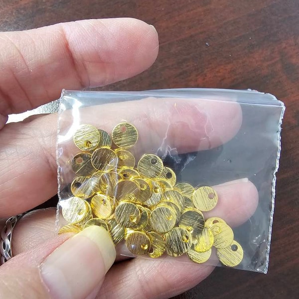 6mm 24k Shiny Gold Plated Tiny Round Charm, Gold Disc Charm, Stamping ...