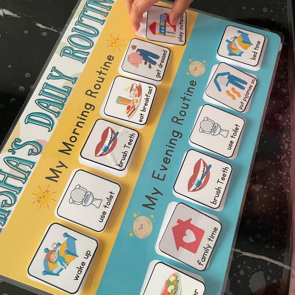 Daily Routine Chart, Children's Routine Board, Morning and Evening ...