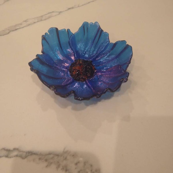 Fused Glass Art Poppy Flower Bowl Gift - Etsy