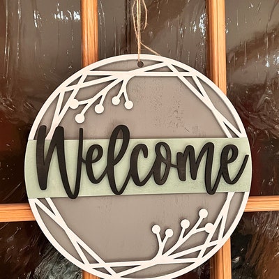 Geometric Hexagon Welcome Sign, Digital Download, Round Door Hanger Svg ...