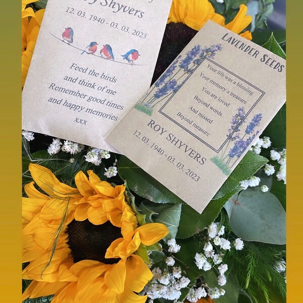 Funeral Forget Me Not Seed Packets, Personalised Seed Packets|forget Me ...
