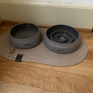 Ceramic Dog Bowls Set With Jute Pet Rug. Modern Pet Bowls. Dog - Etsy