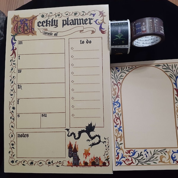 Medieval Weekly Planner Notepad, Illuminated Manuscript, Planner ...