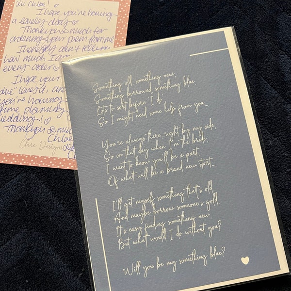 Will You Be My Something Blue? Poem, 5x7" Print, Wedding, Sister, Old ...