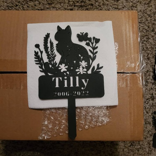 Personalized Cat Memorial Stake,cat Metal Grave Marker With Flowers ...