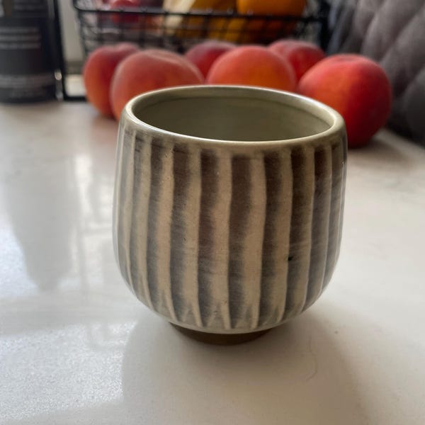 Mossy Green and Copper Salad or Fruit Bowl Earth Tones Large Shallow ...