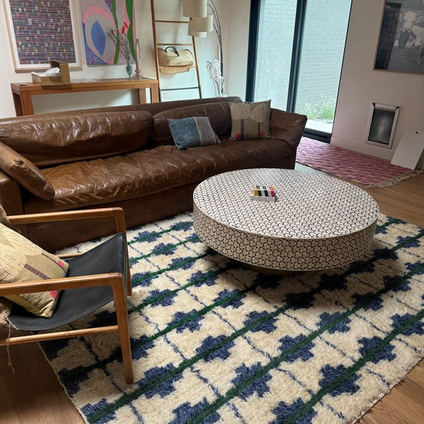 Cotton Wool Blue and White Handmade Rug, Handwoven Modern Flatweave ...