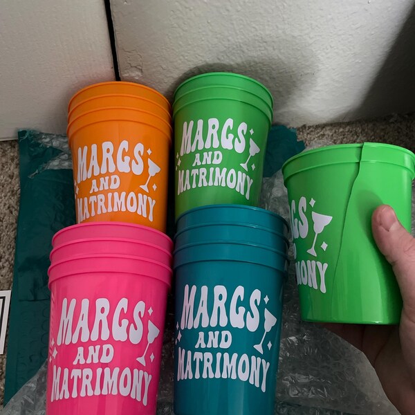 MARGS AND MATRIMONY Cups for Fiesta Bachelorette Party | Last Margarita ...