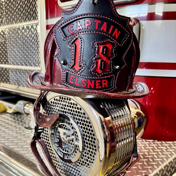Leather Fire Shields - Personalized Fire Helmet Fronts - Custom ...