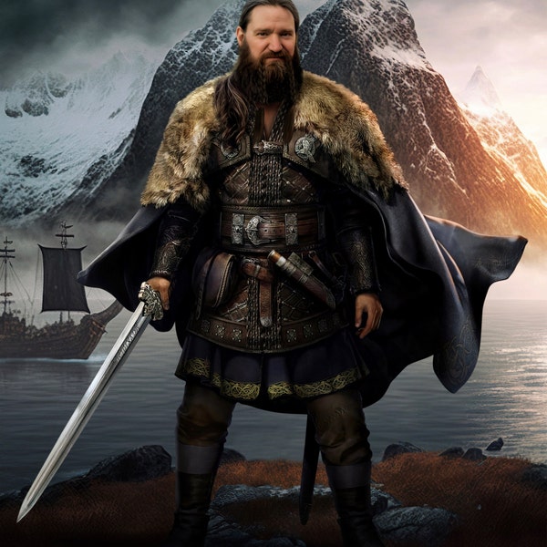 Custom Viking Man Portrait From Photo, Viking Gifts, Ragnar, Custom Man ...