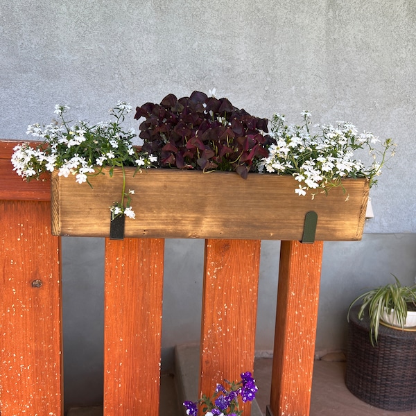 Cedar Railing Planter Box With Brackets, Balcony Planter Box, Hanging Planter Box, Deck Rail ...