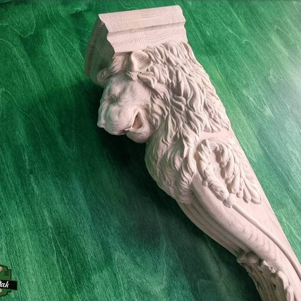 Carved Corbel Lion , Unpainted, Decorative Carved Wooden Corbel, 1pc ...