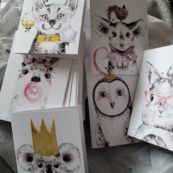 24 Woodland Creature Blank Greeting Cards 24 Cards + Envelopes ...