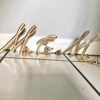 Dr and Mrs Sign 5in. Gold Metallic Vintage Script Sweetheart - Etsy