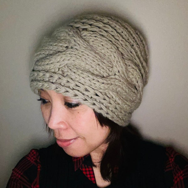 Handmade Knit Hat With Flower Knit Cable Women Hat Gift for Women ...