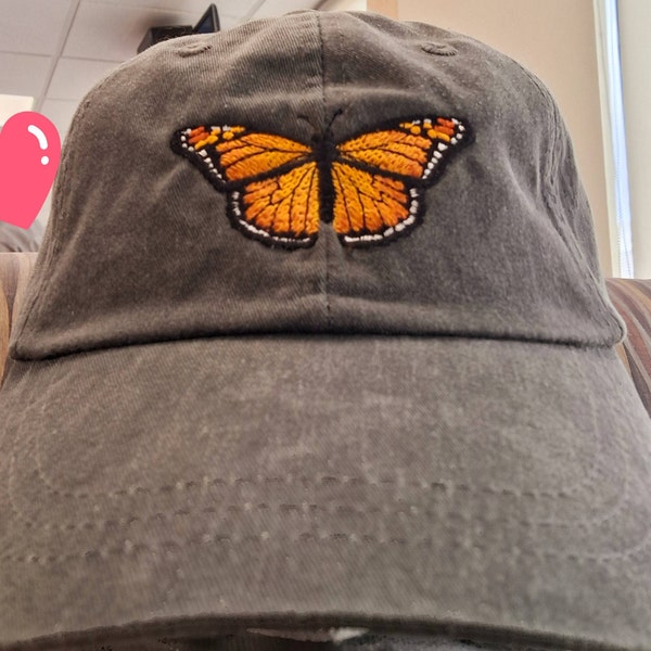 Monarch Butterfly Embroidered Hat, Baseball Cap, Sun Cap, Garden Cap ...
