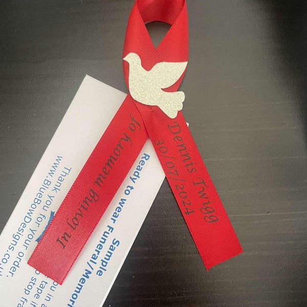 Any Colour Personalised Funeral Ribbons. in Loving Memory Memorial ...