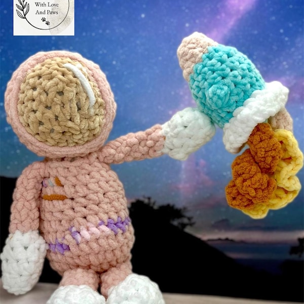 Mini Rocket Ship, No Sew CROCHET PATTERN, to the Moon, Crochet Rocket ...