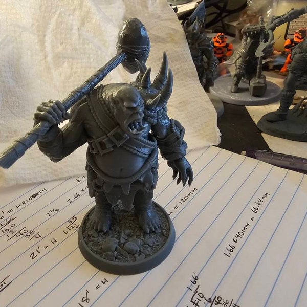 Ogre With Mace | 28mm & 32mm Scale | 73mm Tall | Dnd | Pathfinder Oger ...