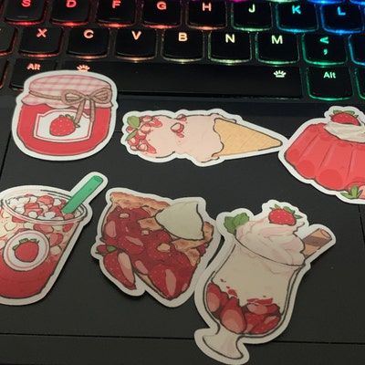 Strawberry Sticker Set Cute Sticker Pack Waterproof Stickers Pink ...