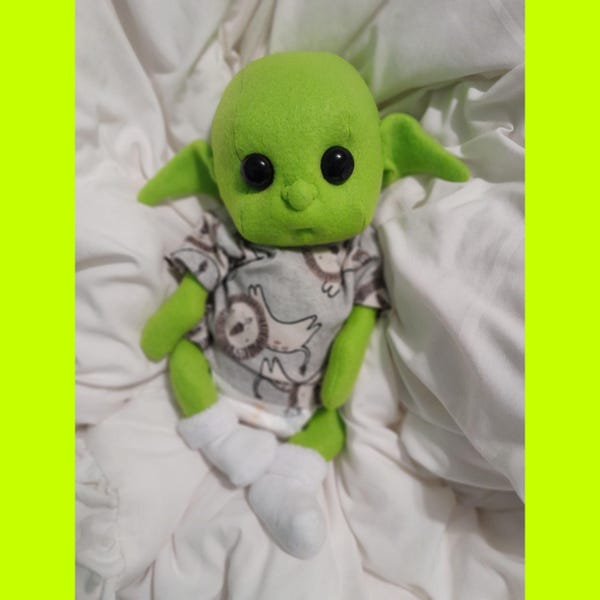 OOAK Cyclops Newborn Baby Doll Cloth Handmade Jumbo Black Eye Bald Soft ...