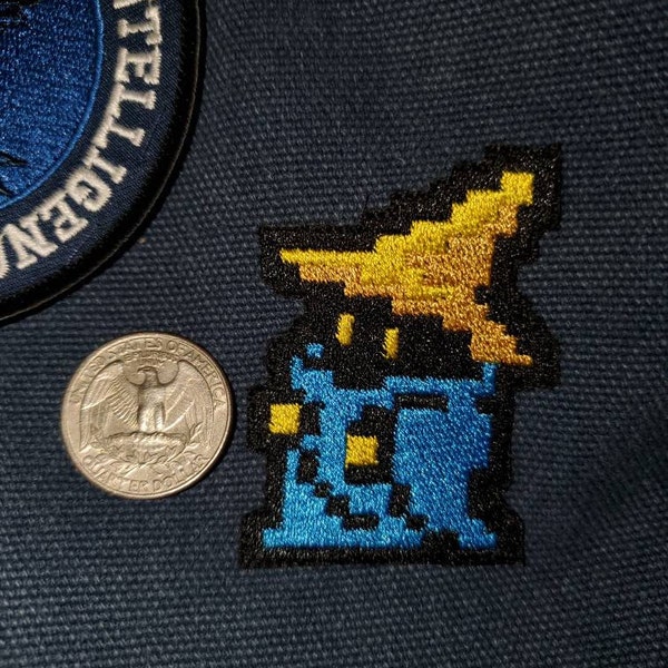 8 Bit Final Fantasy Black Mage Shiny Metallic Embroidery Iron on Patch ...