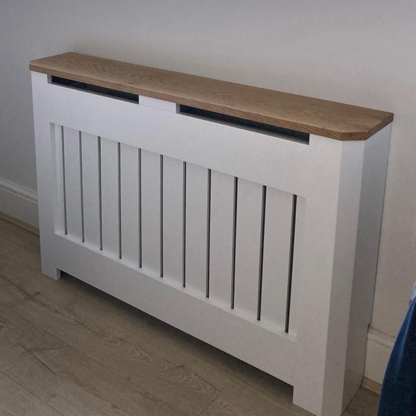 Custom Radiator Cover With Mitred Corners, Decorative Panel and Oak Top ...