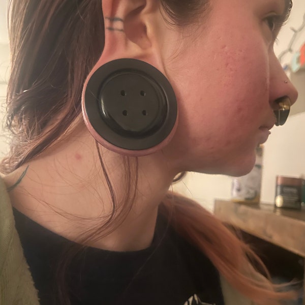 Black Ebonite Ear Gauges Buttons - Ebonite Plugs Buttons - Gauges in ...