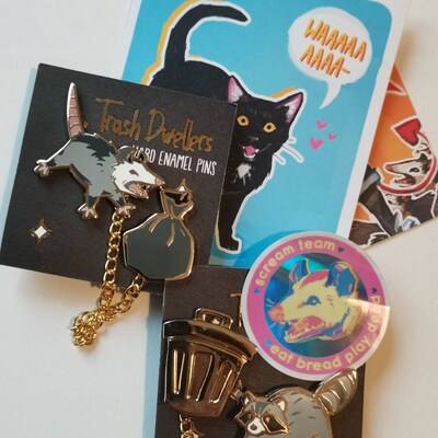Raccoon Hard Enamel Pin Set Trash Dwellers Gold Plating - Etsy