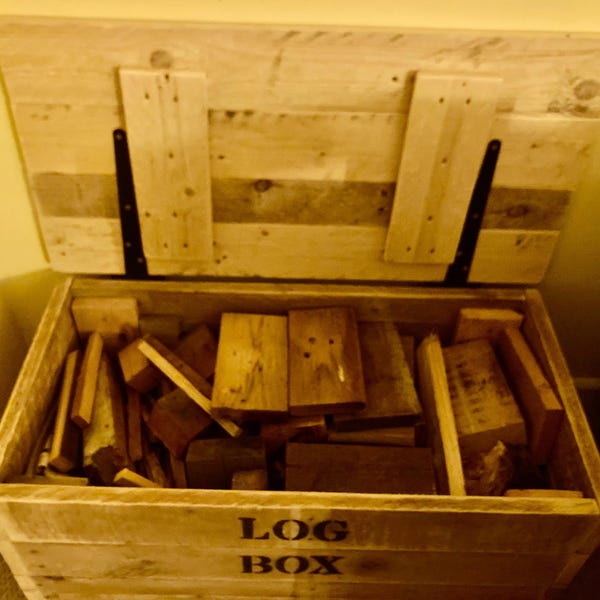 Rustic Wooden “log Store” Box With Hinged Lid. - Etsy UK