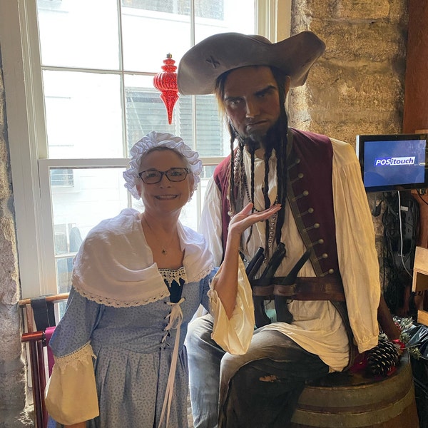 Colonial 18th Century Outlander Williamsburg Cotton Ballgown Polonaise ...