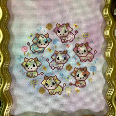 Rainbow Candy Cows Cross Stitch Pattern, Pastel, Strawberry, Kawaii ...