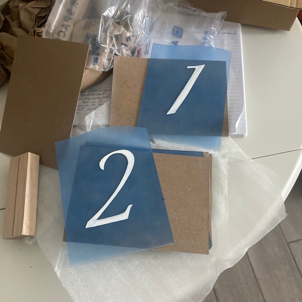 Sea Glass Table Numbers: Beach Wedding Decor With Wood Base - Etsy