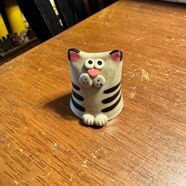 Brand New***handmade Miniature Pottery Figurine Tubby Tabby, Ceramic ...